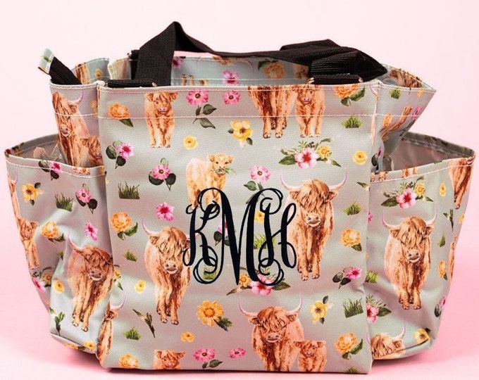 Monogrammed Highland Cow Caddy Bag, Personalized Tote, 4H Organizer - Etsy