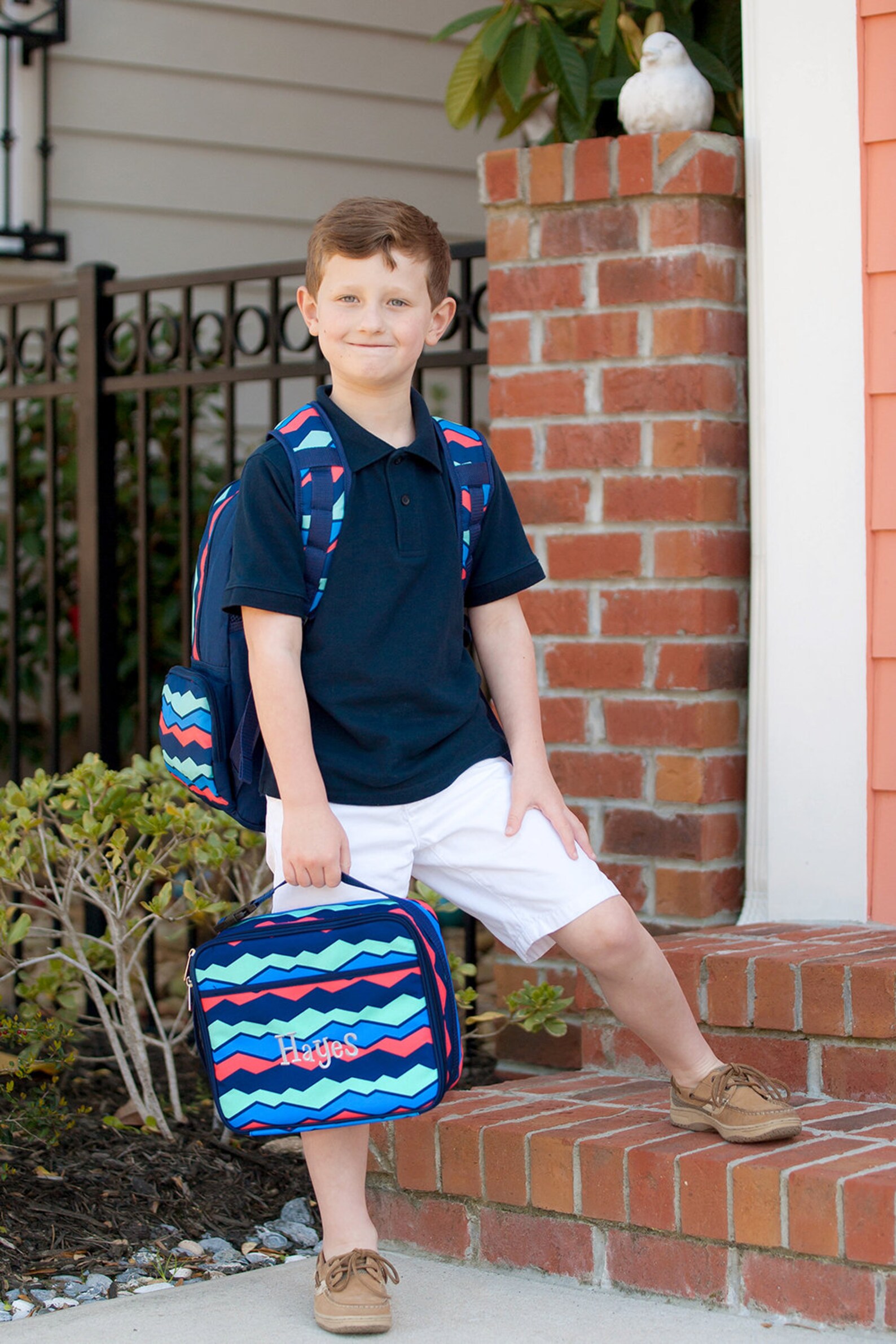 Boys Lunch Bag Blue and Orange Matching Backpack Available - Etsy