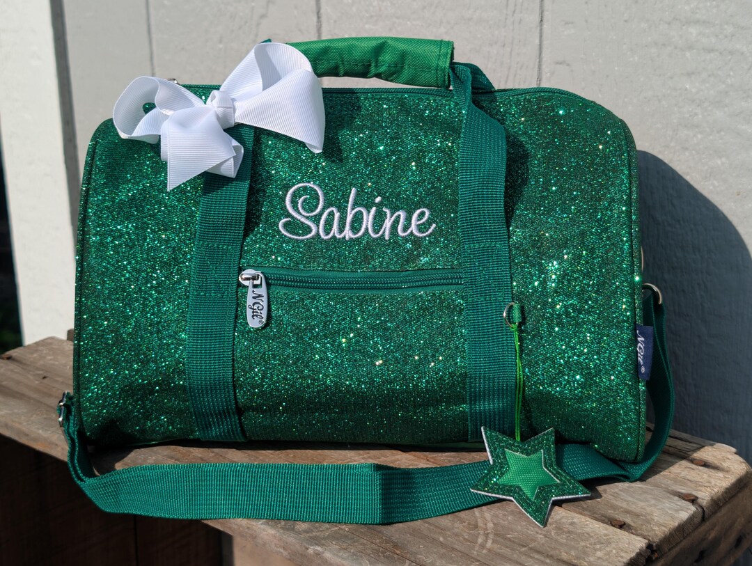Monogrammed Ballet Bag, Emerald Green Glitter, Personalized Dance ...