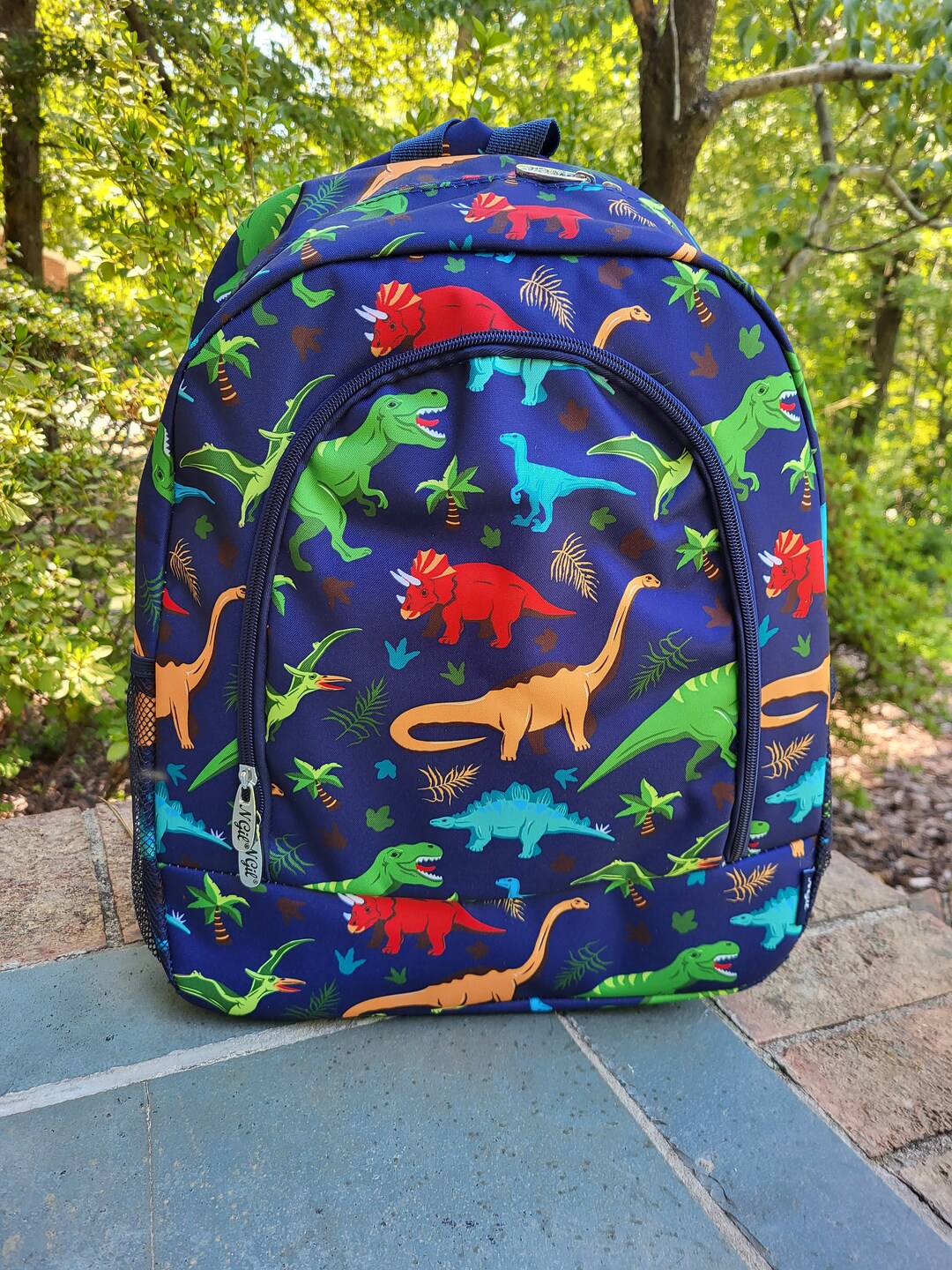 Personalized Navy Dinosaur School Backpack, Book Bag for Boys ...