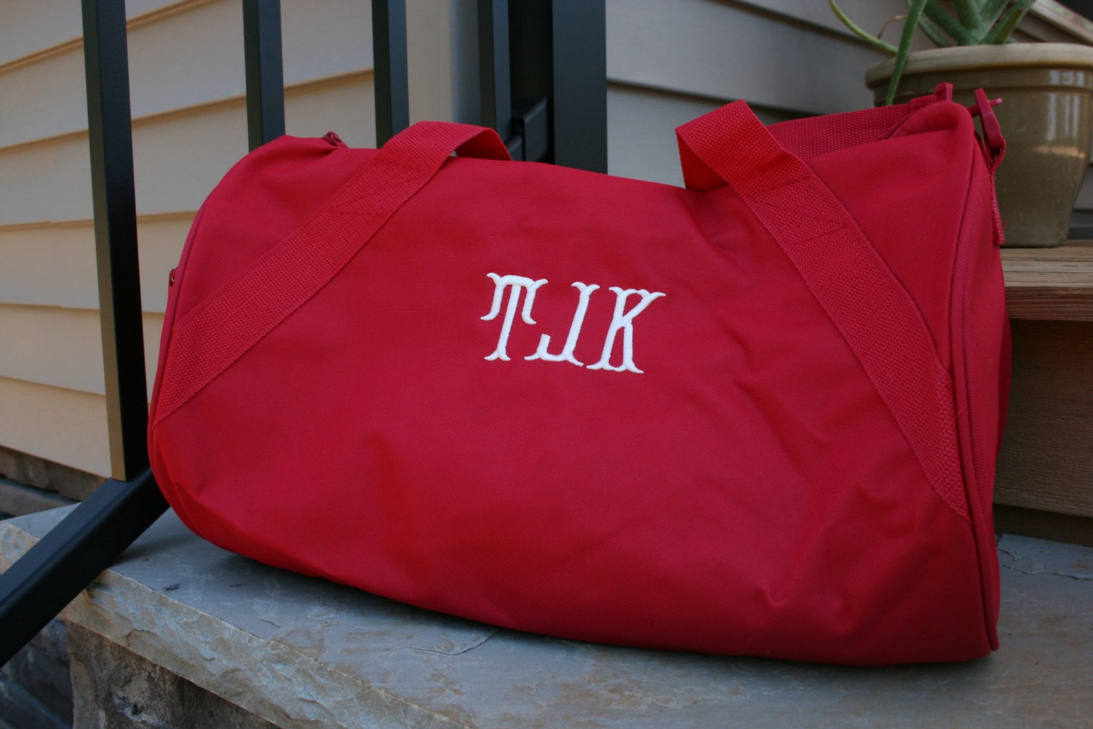 Monogrammed Duffel Bag Red Personalized Overnight Bag | Etsy