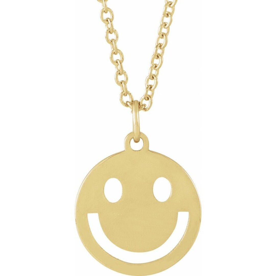 14K Gold Smiley Face Charm Shiny or Satin Finish - Etsy