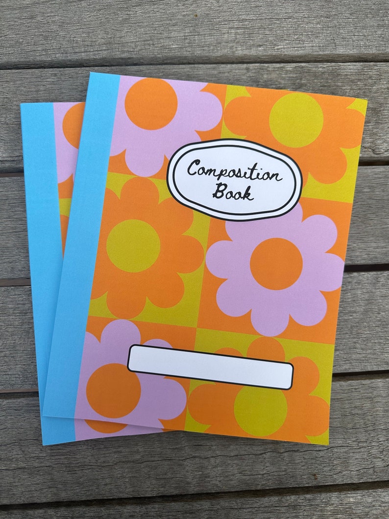 Composition Journal: Aesthetic Retro Flower Design / 120 Pages Blank ...