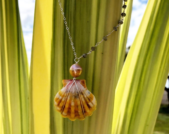 Kauai Sunrise Shell With an Edison Pearl in Sterling Silver - Etsy