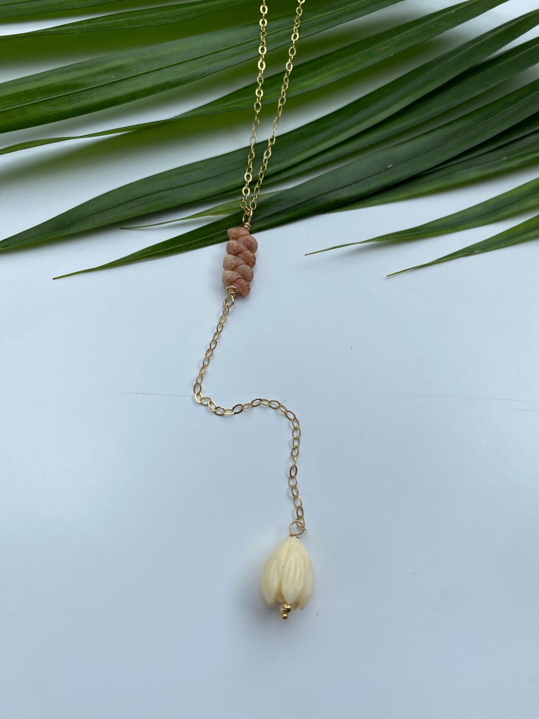 Pikake and Kahelelani Shell Lariat in Your Choice of Material - Etsy