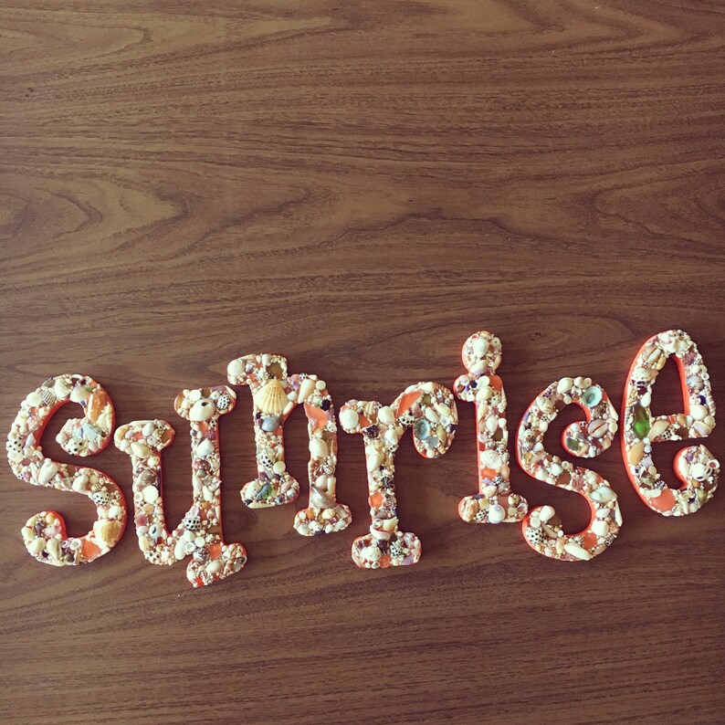 Kauai Shell Encrusted sunrise Wooden Letters in - Etsy