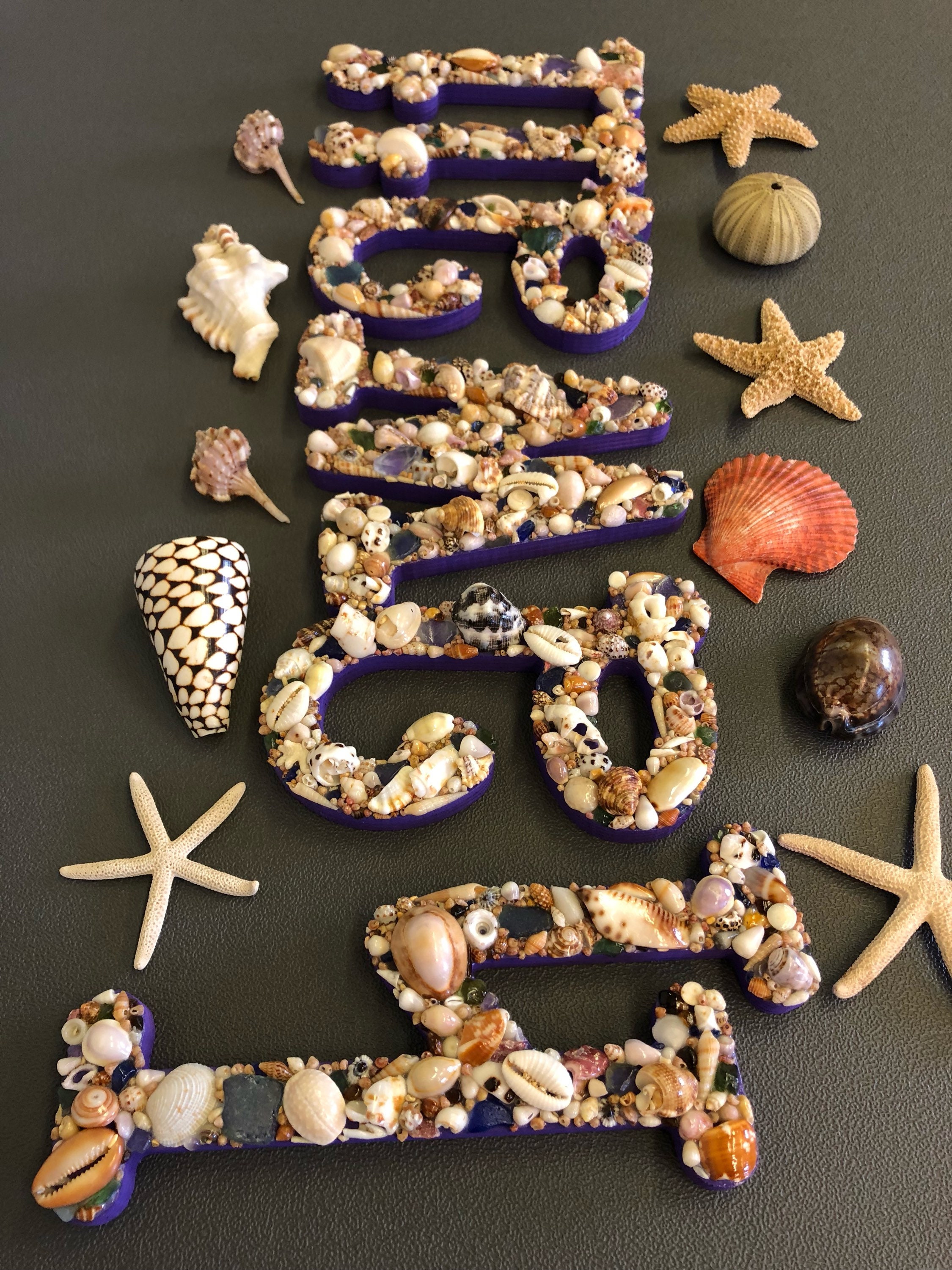 Shell encrusted hawaii letters with Kauai shells | Etsy