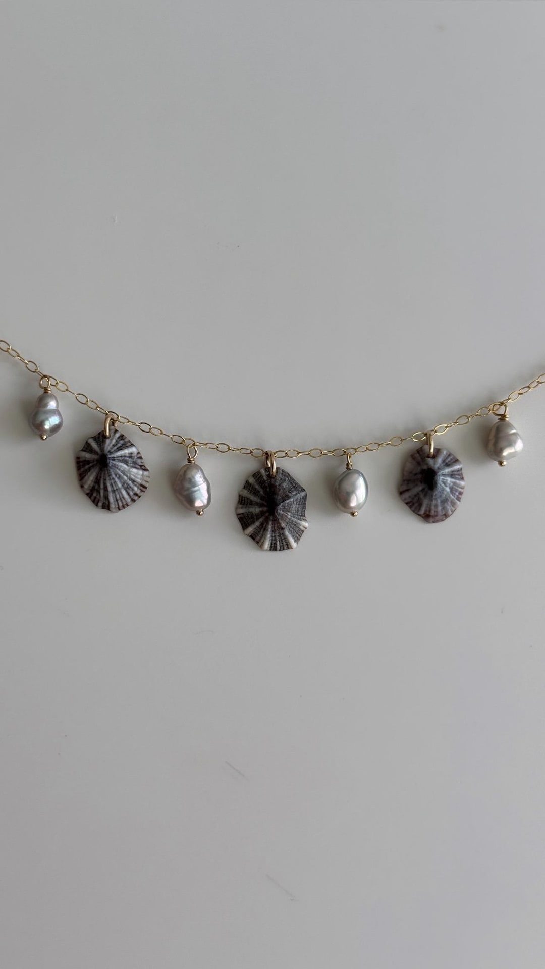 Opihi Shell & Gray Keshi Pearl Charm Necklace in 14k Gold Fill - Etsy