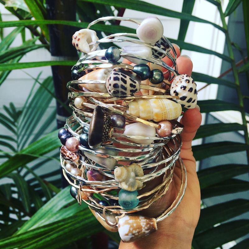 Gold Shell Bangles Sets - Etsy