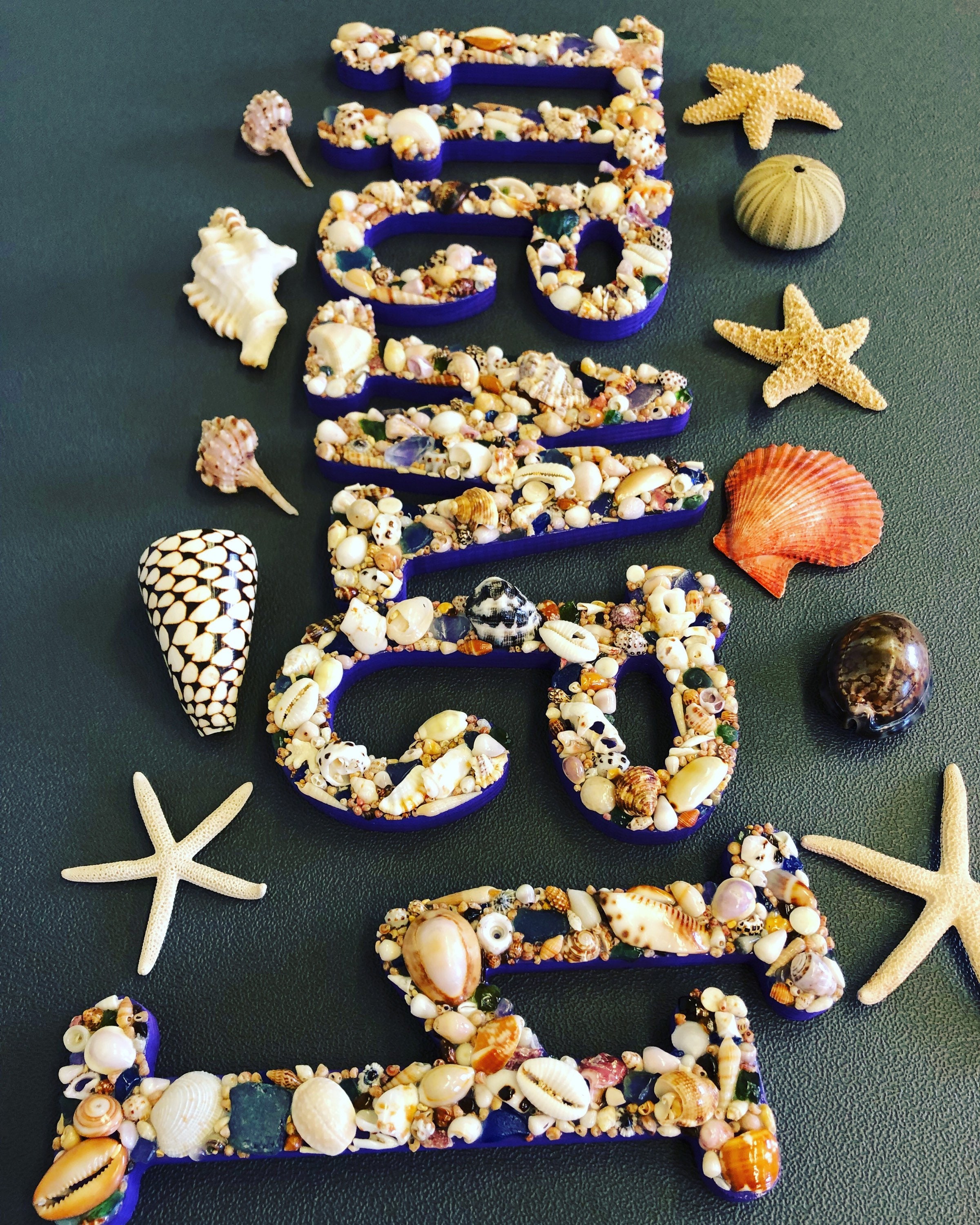 Shell encrusted hawaii letters with Kauai shells | Etsy