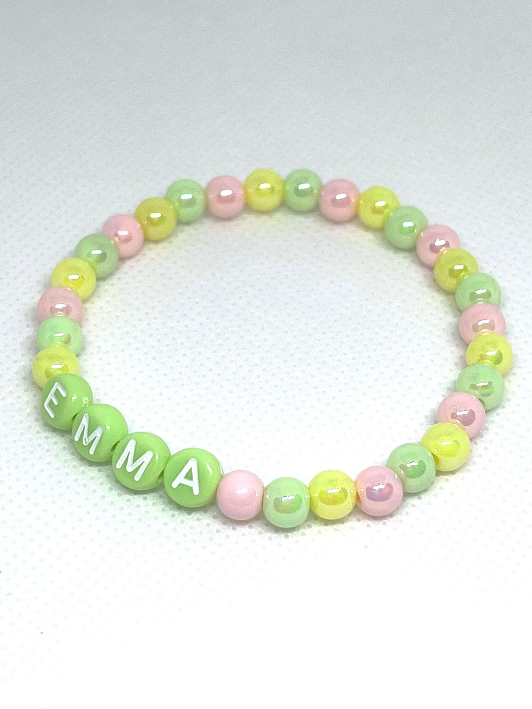 Girl's ID Name Bracelet, Spring Summer Beaded Bracelet, Little Girl ...