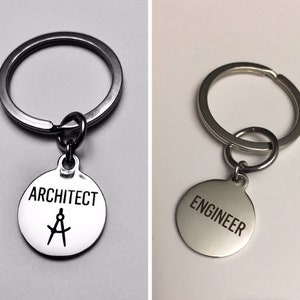 Engineer Key Chain, Architect Stainless Steel Key Ring, Gift for Her ...