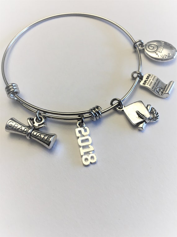 Graduation Theme Adjustable Stainless Steel Bangle Memorial | Etsy