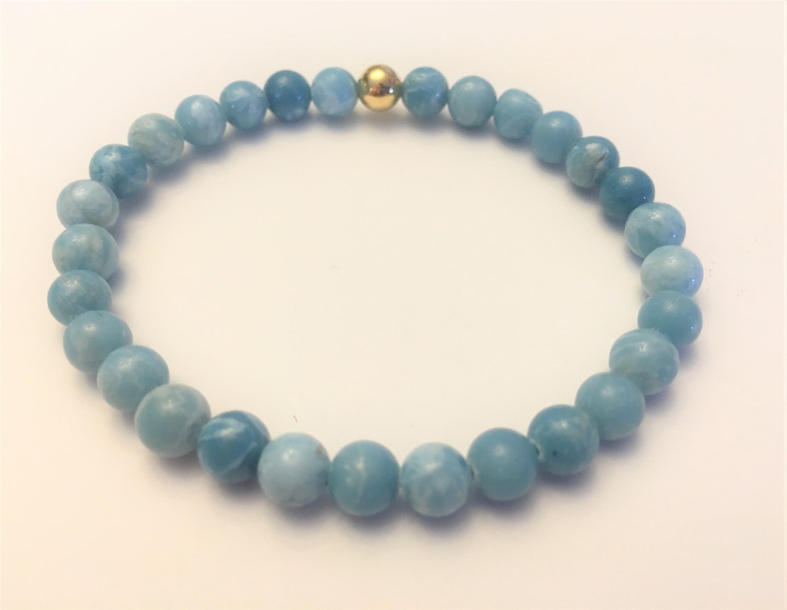 Larimar Quartz Gemstone Bracelet, Blue, 14 K Gold Filled, Sterling ...