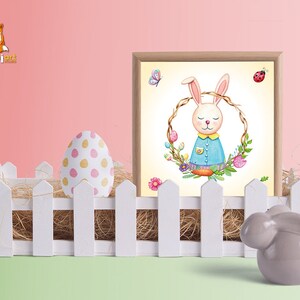 Easter Bunny Card, Printable Digital Card, Happy Easter, Cute Rabbit ...