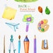 School Watercolor Clipart, Back to Forest Education School Supplies ...