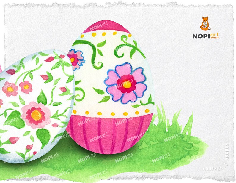 Easter Spring Watercolor Clipart Easter Floral Bunny Easter Eggs ...