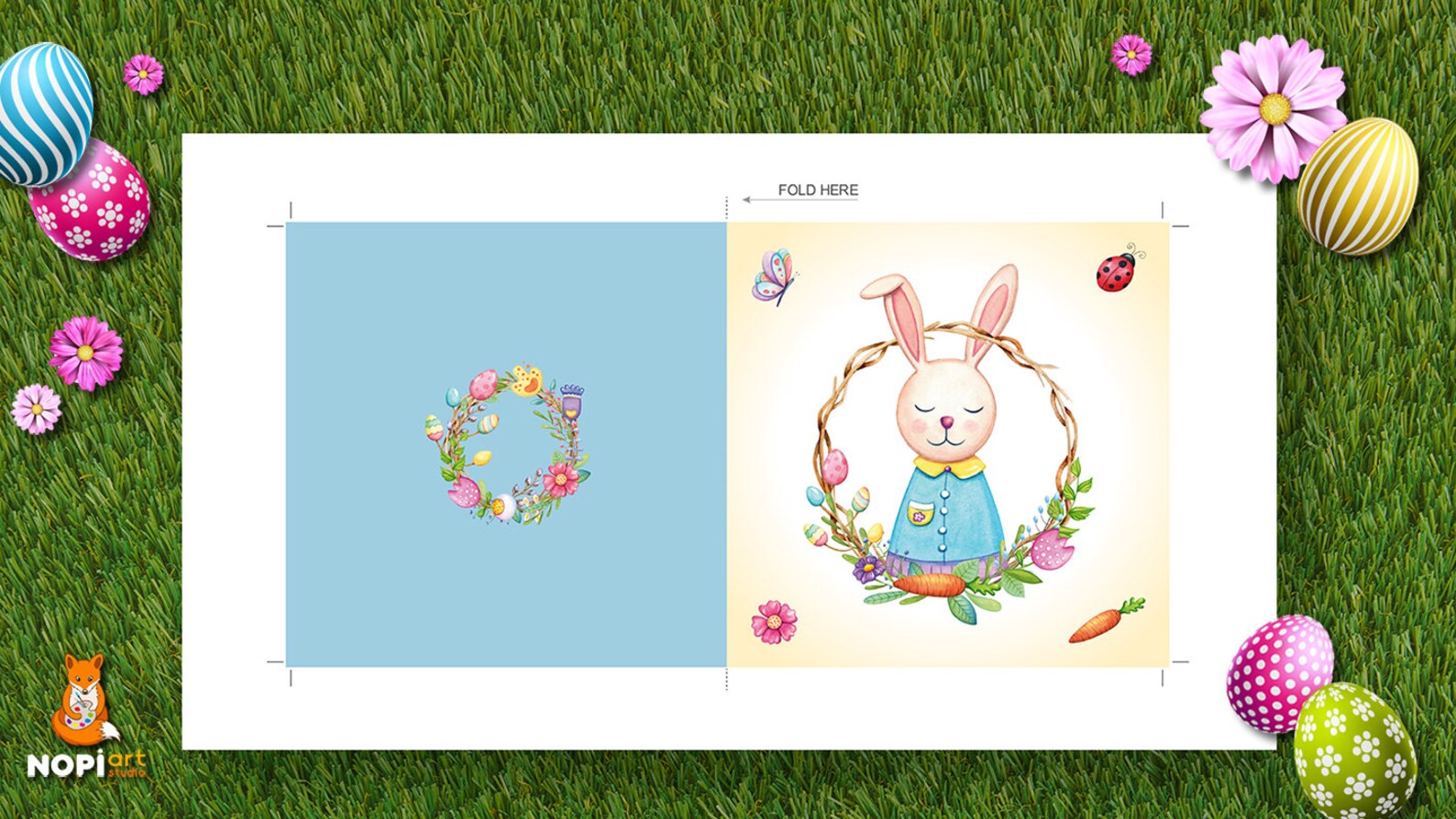 Easter Bunny Card, Printable Digital Card, Happy Easter, Cute Rabbit ...
