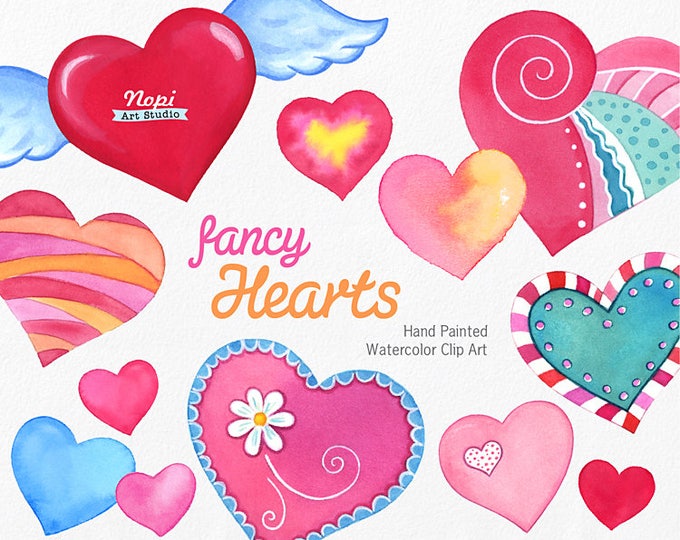 Red Watercolor Hearts Clipart, Valentines Day Clip Art, Love Clipart ...