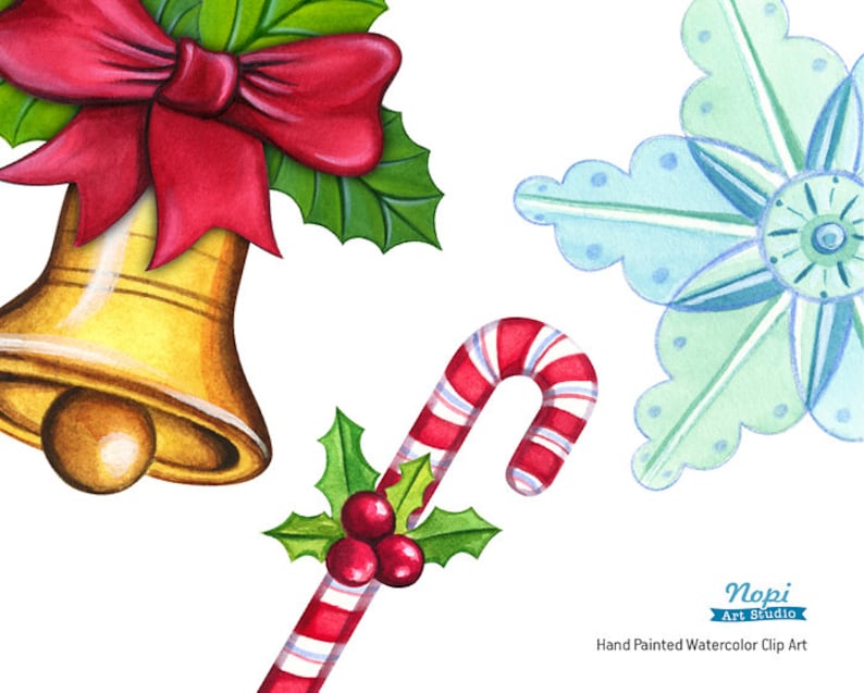 Christmas Watercolor Clipart, Xmas Diy Holiday Hand Painted Clipart ...