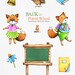 School Watercolor Clipart, Back to Forest Education School Supplies ...