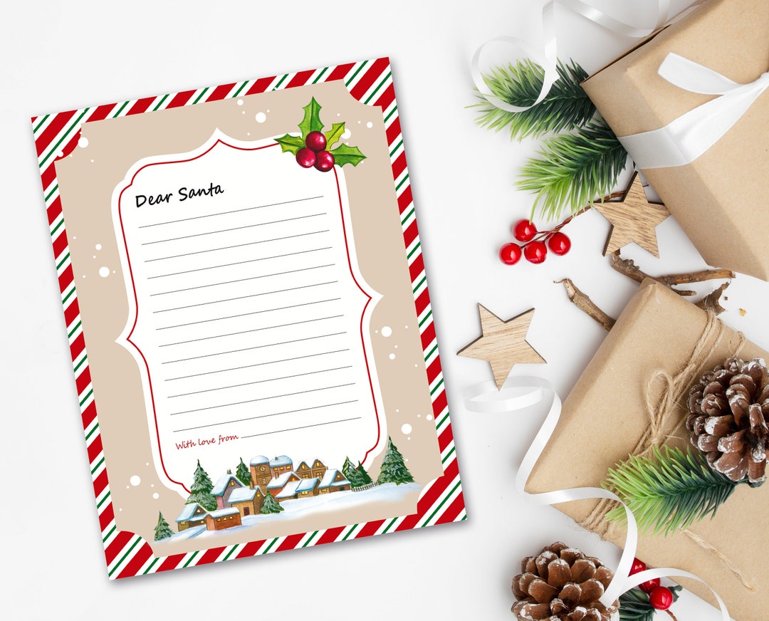 Printable Dear Santa Letter, Letter to Santa INSTANT DOWNLOAD, Dear ...
