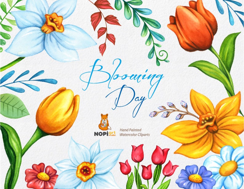 Floral Watercolor Clipart, Hand Painted Flower Elements Bridal Wedding ...