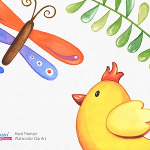 Easter Watercolor Clip Art, Easter Chicken, Egg, Chick, Spring Flowers ...