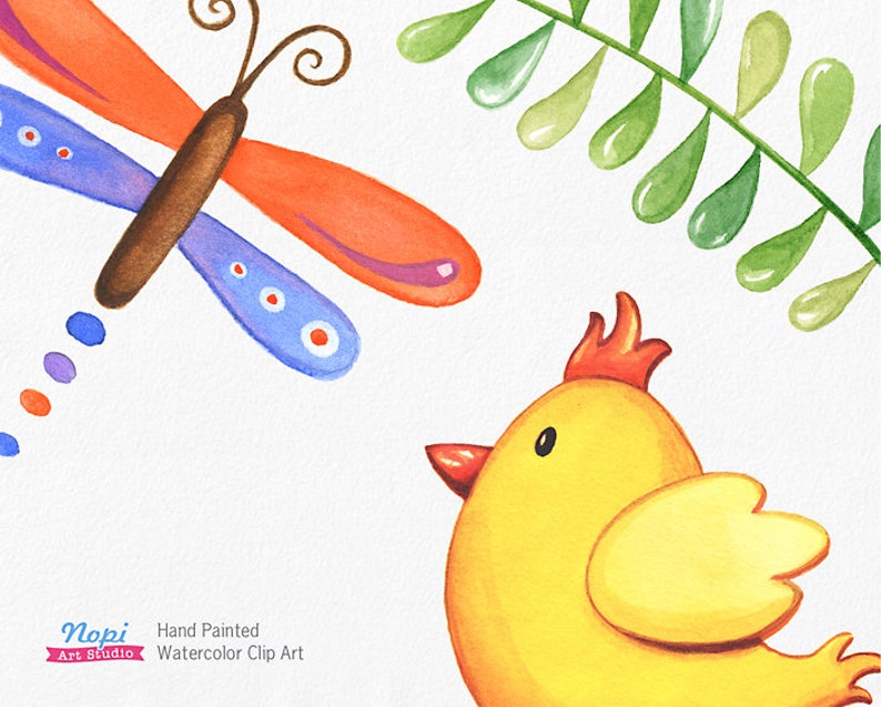 Easter Watercolor Clip Art, Easter Chicken, Egg, Chick, Spring Flowers ...