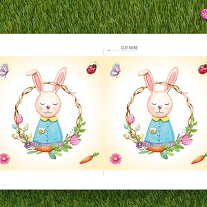 Easter Bunny Card, Printable Digital Card, Happy Easter, Cute Rabbit ...