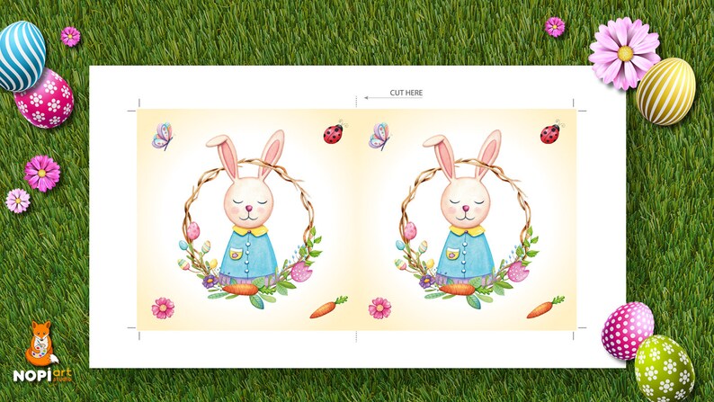 Easter Bunny Card Printable Digital Card Happy Easter Cute - Etsy