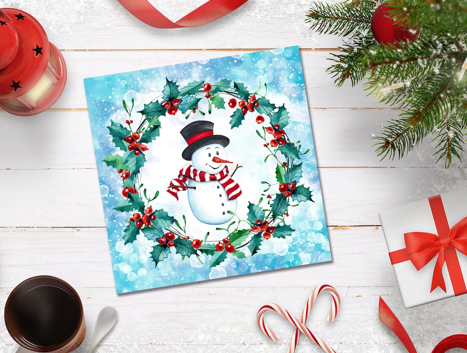 Snowman Christmas Printable Card, Digital Holiday Card, Cute Xmas ...