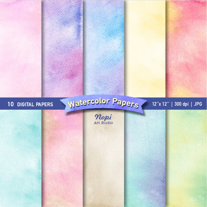 Watercolor Wrapping Paper, Background Paper Set, Abstract Watercolor ...