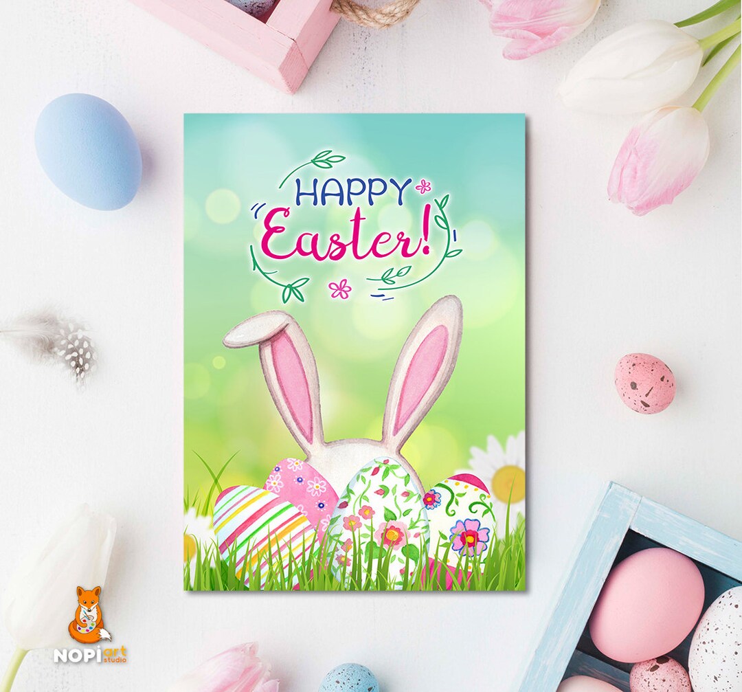 Printable Easter Card, Happy Easter Card, Cute Easter Digital Download ...