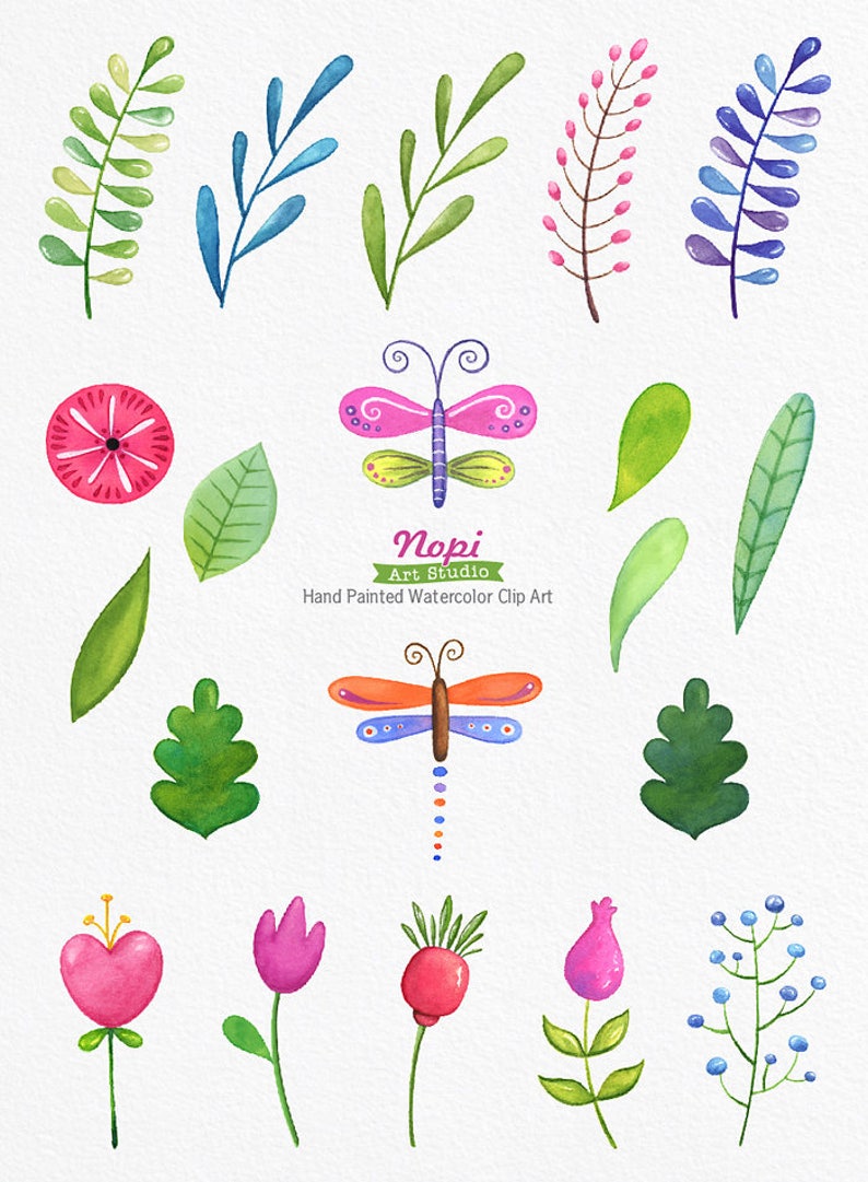 Flowers Clipart Watercolor Floral Elements, Spring Summer Clip Art, Diy ...