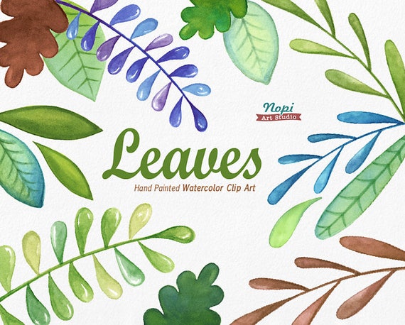 Visual Arts Paper Green Leaf Leaves Watercolor Clipart Set Watercolor ...