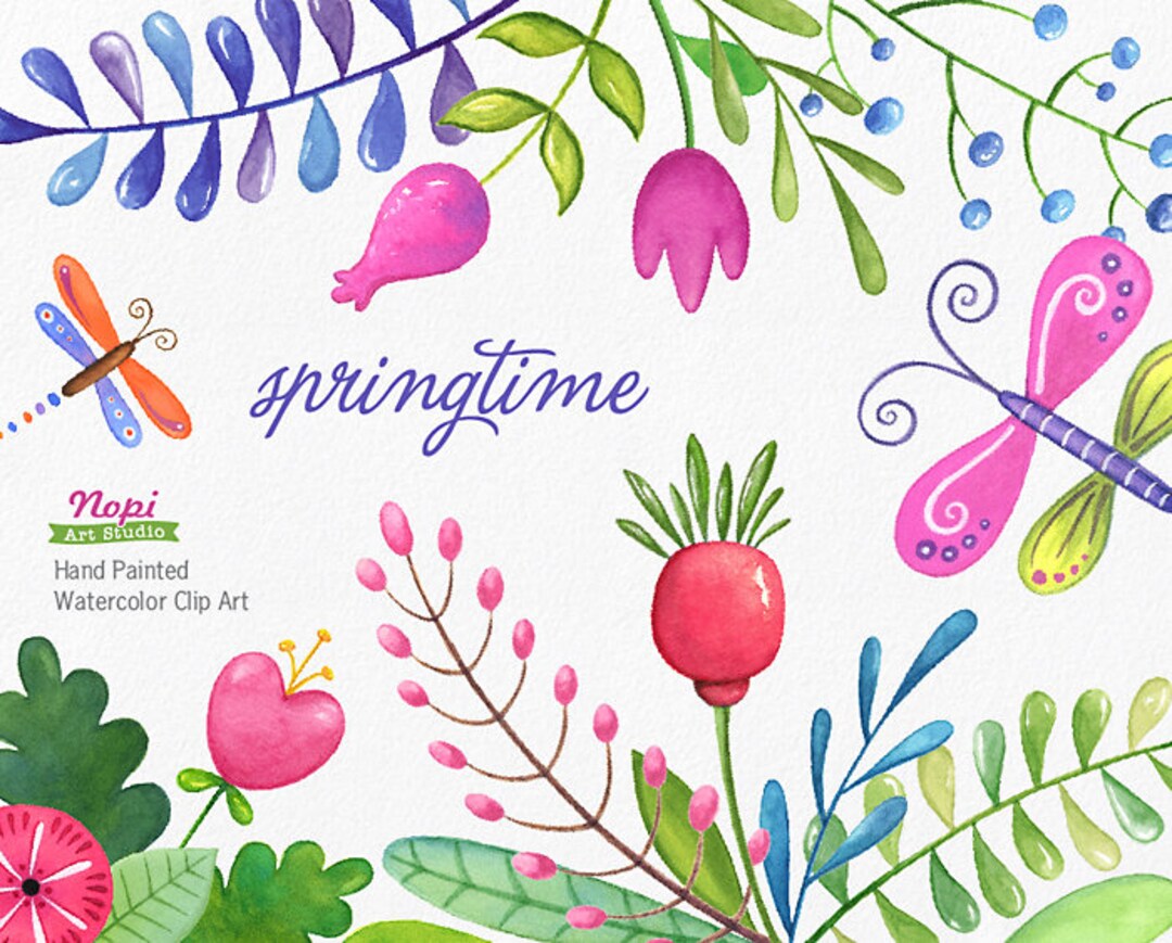 Flowers Clipart Watercolor Floral Elements, Spring Summer Clip Art, Diy ...