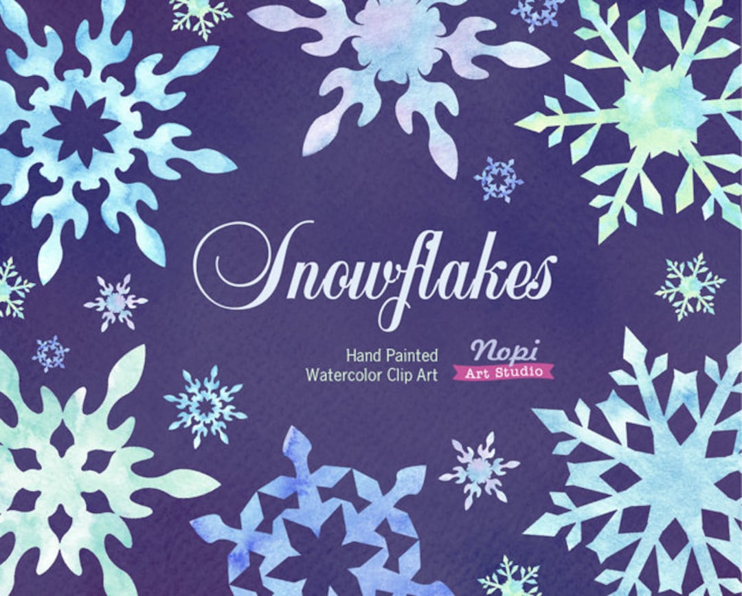 Snowflakes Clip Art, Christmas Watercolor Hand Painted Clipart, PNG ...