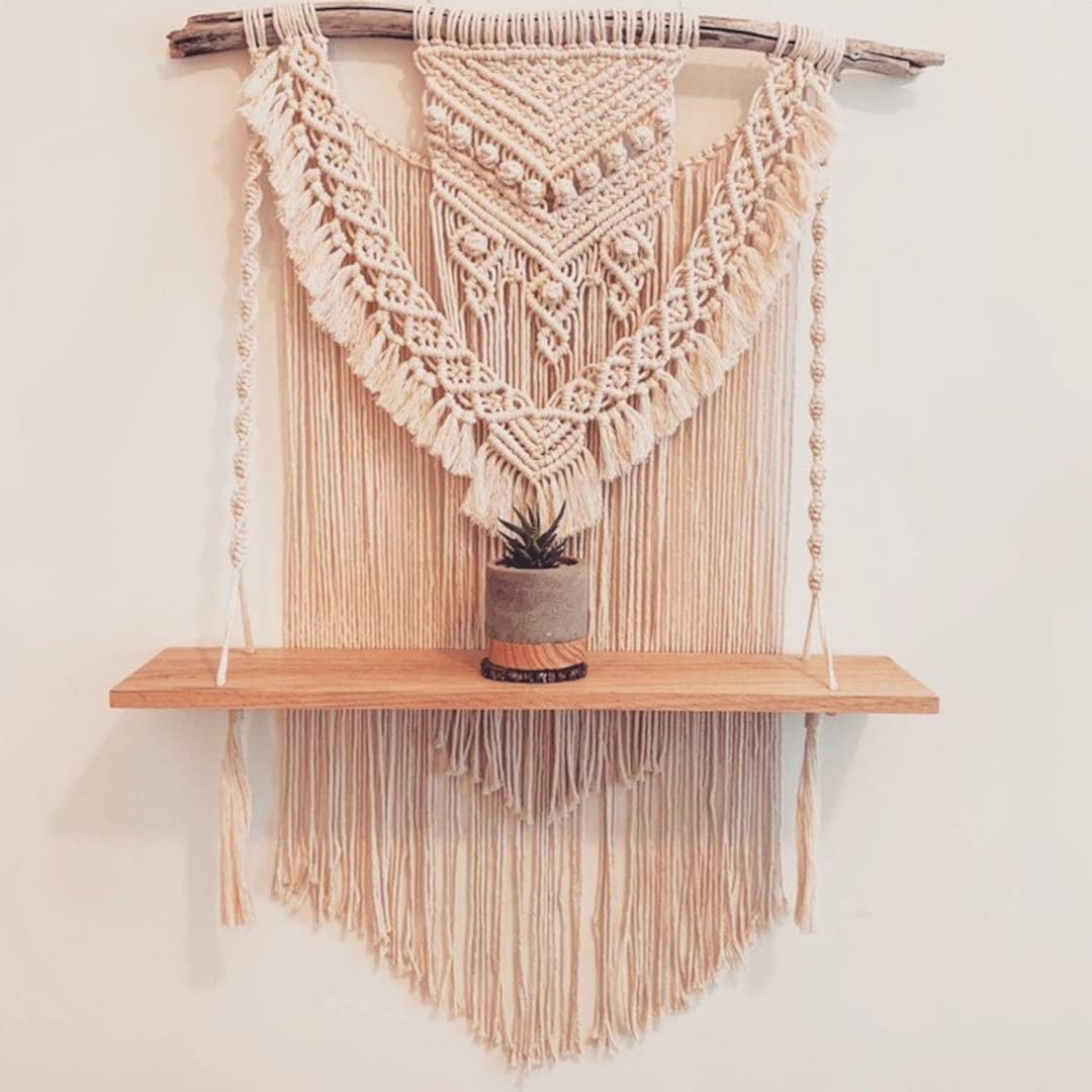 Large Macrame Shelf- "ashley"- Macrame Shelf Wall Hanging- Made to ...