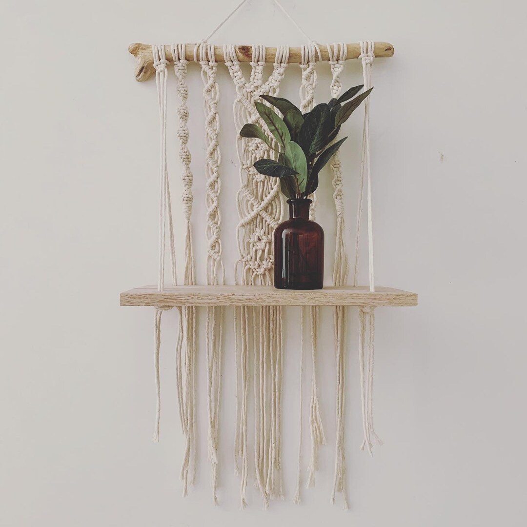 Macrame 12" Shelf Wall Hanging- "elizabeth" - Made to Order Macrame ...