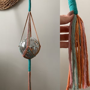 Macrame Disco Ball Hanger - Includes Disco Ball and Your Choice of Cord ...