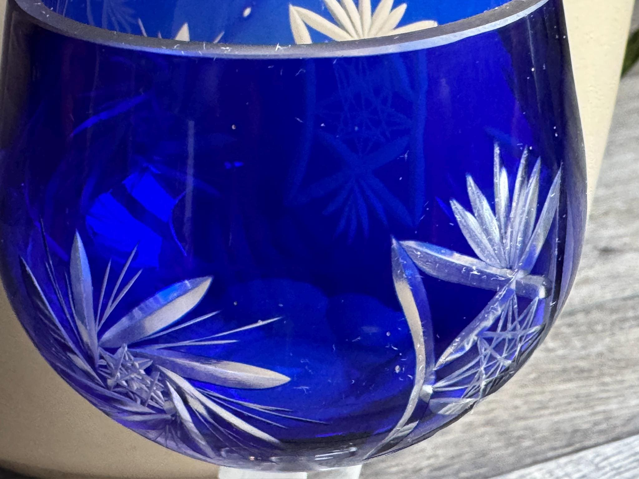 Vintage Bohemian Cobalt Blue Star Wine Cordial Traube Crystal Glasses ...