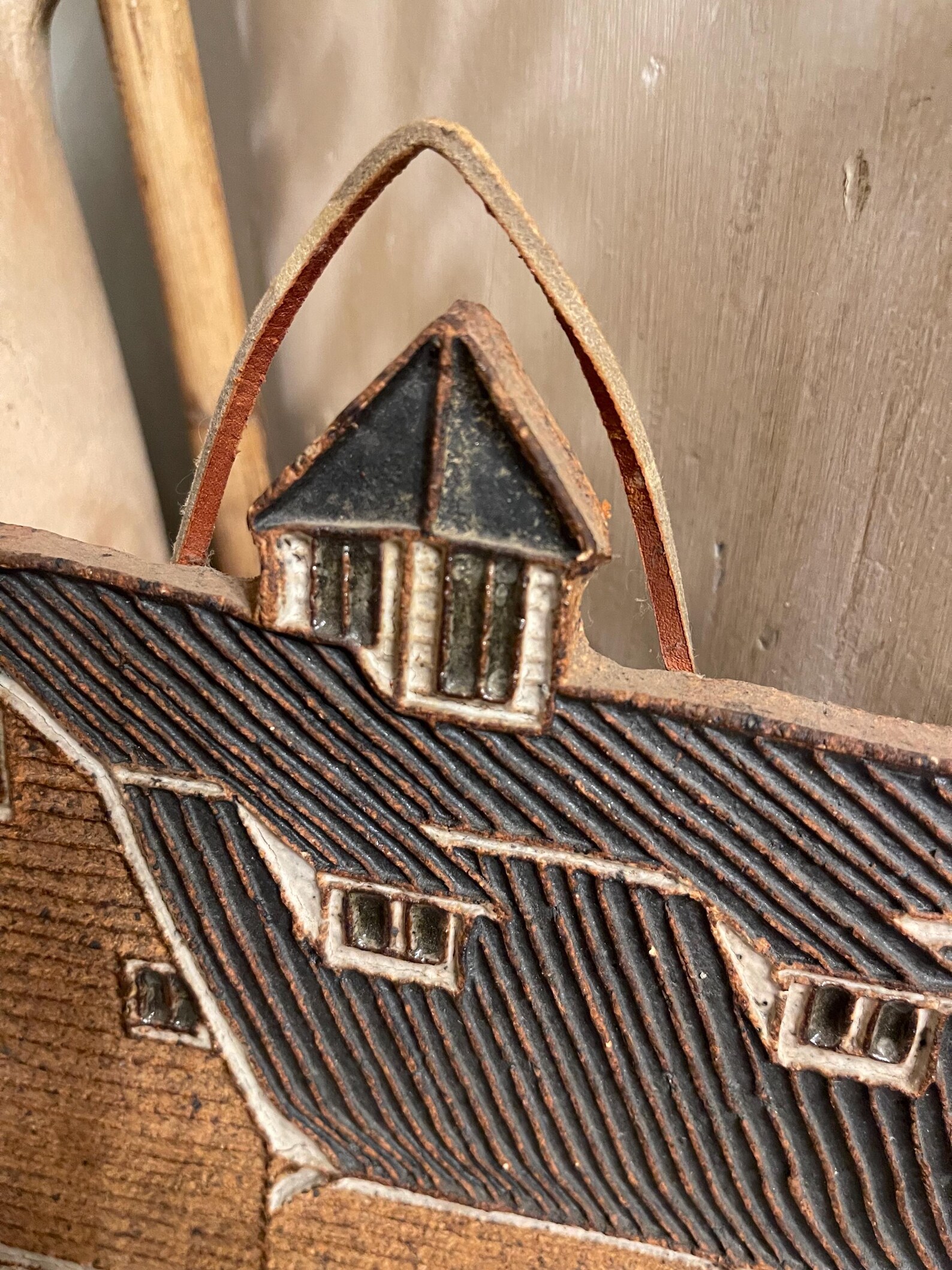 Vintage Pottery Little John Red Barn Wall Hanging Trivet Farmhouse ...