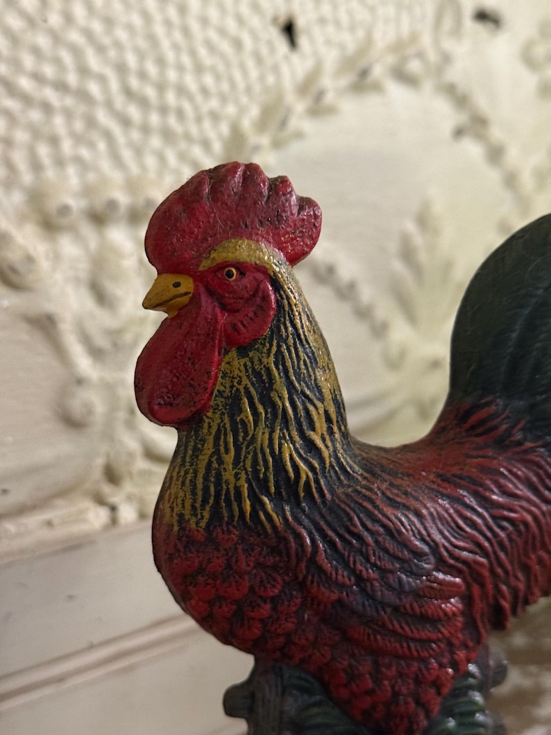 Vintage Wright Studios Cast Iron Rooster Door Stop - Etsy