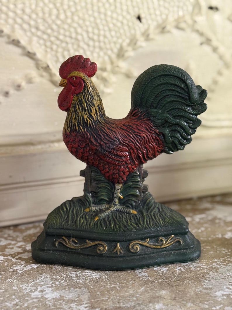 Vintage Wright Studios Cast Iron Rooster Door Stop - Etsy