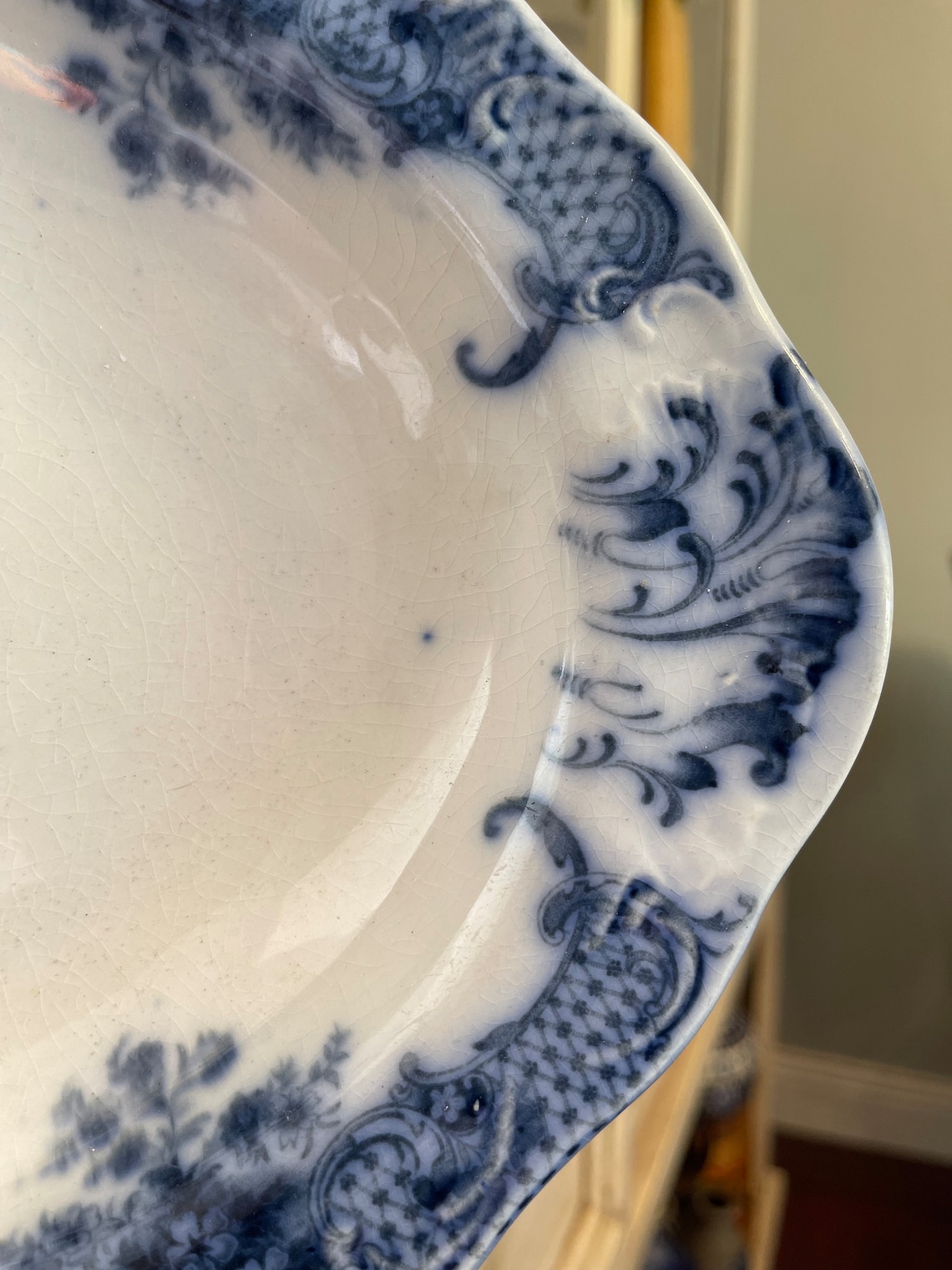 Antique Flow Blue Oval Serving Platter Keswick Wood & Son England - Etsy