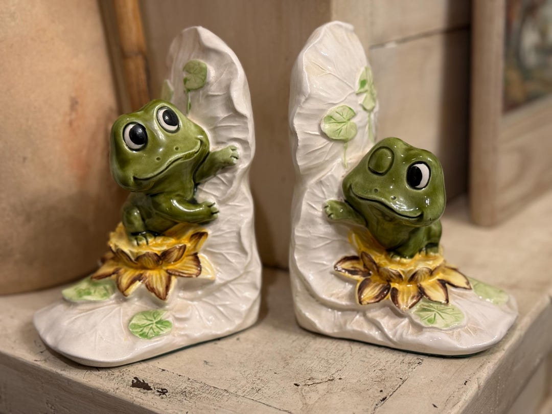 Vintage Sears Roebuck & Co Neil the Frog Ceramic Bookends - Etsy