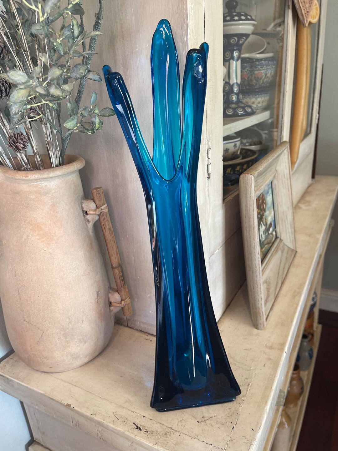 Vintage MCM Viking Glass 3 Foil Blunique Vase 18 - Etsy