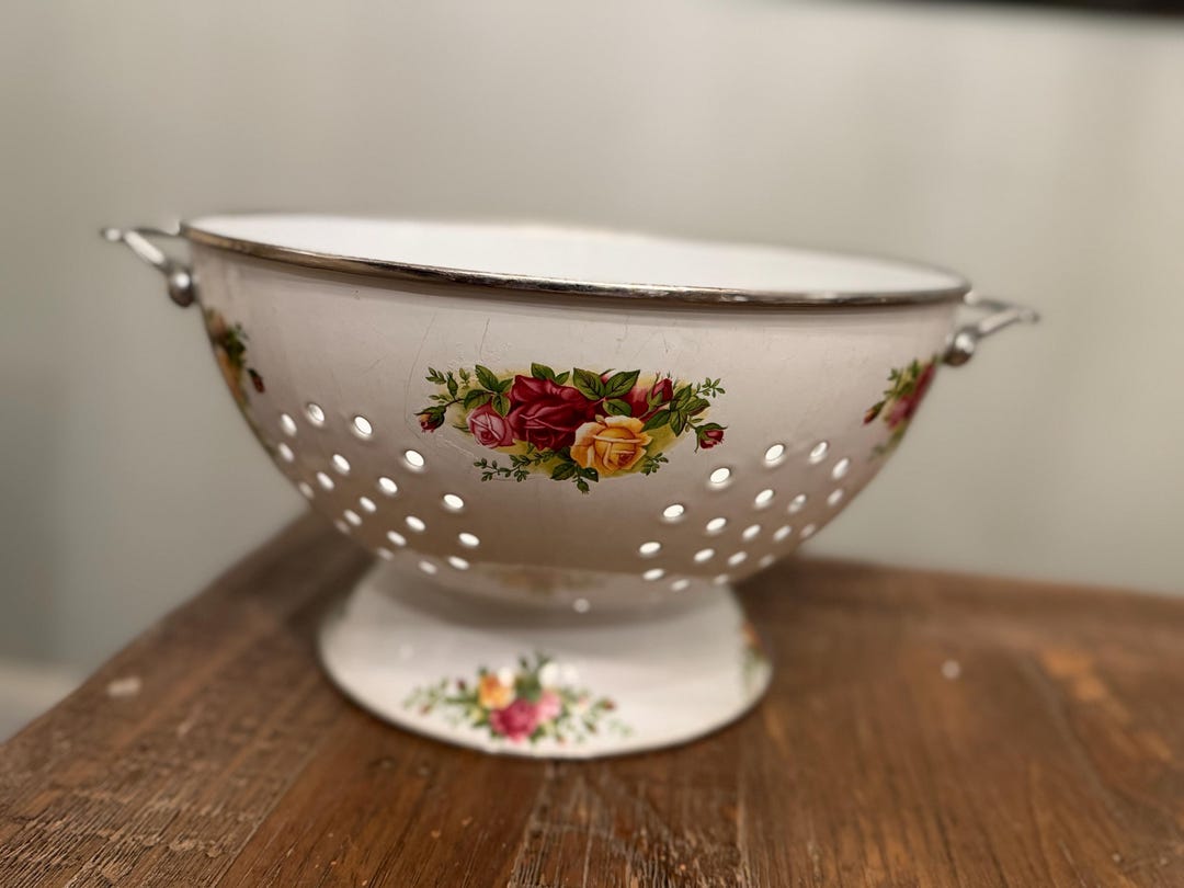Vintage Royal Albert Old Country Rose Enamel Colander Cottage Core - Etsy