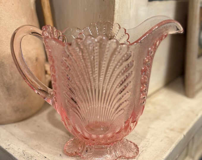 Mosser Pink Glass Coastal Seashell Pitcher Vase - Etsy